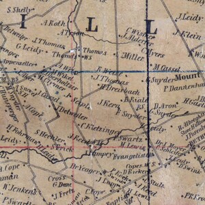 1850 Map of Hilltown Township Bucks County Pennsylvania - Etsy