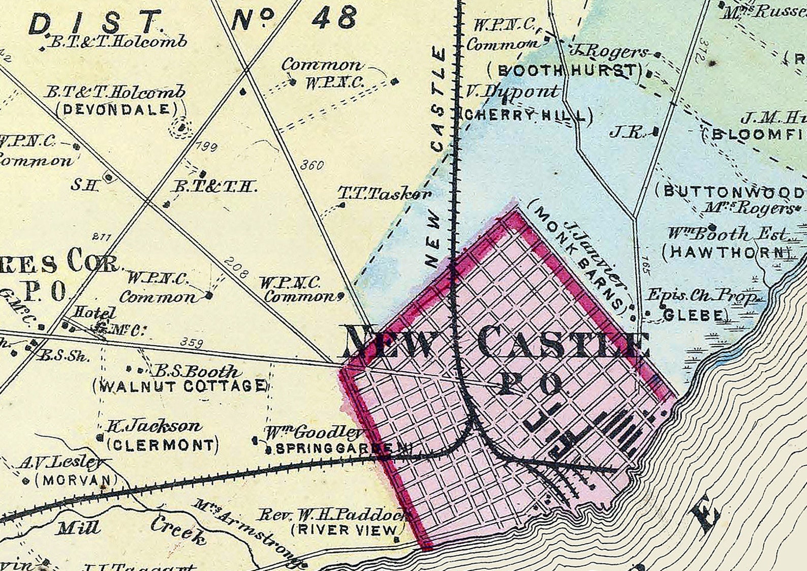 1868 Map of New Castle Hundred New Castle County Delaware - Etsy