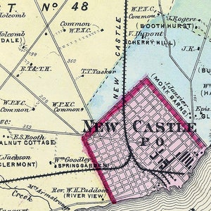 1868 Map of New Castle Hundred New Castle County Delaware - Etsy