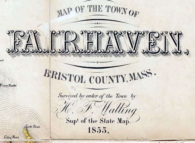 1855 Town Map of Fairhaven Bristol County Massachusetts - Etsy