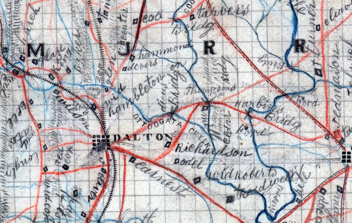 1860s Map of Murray County Georgia - Etsy