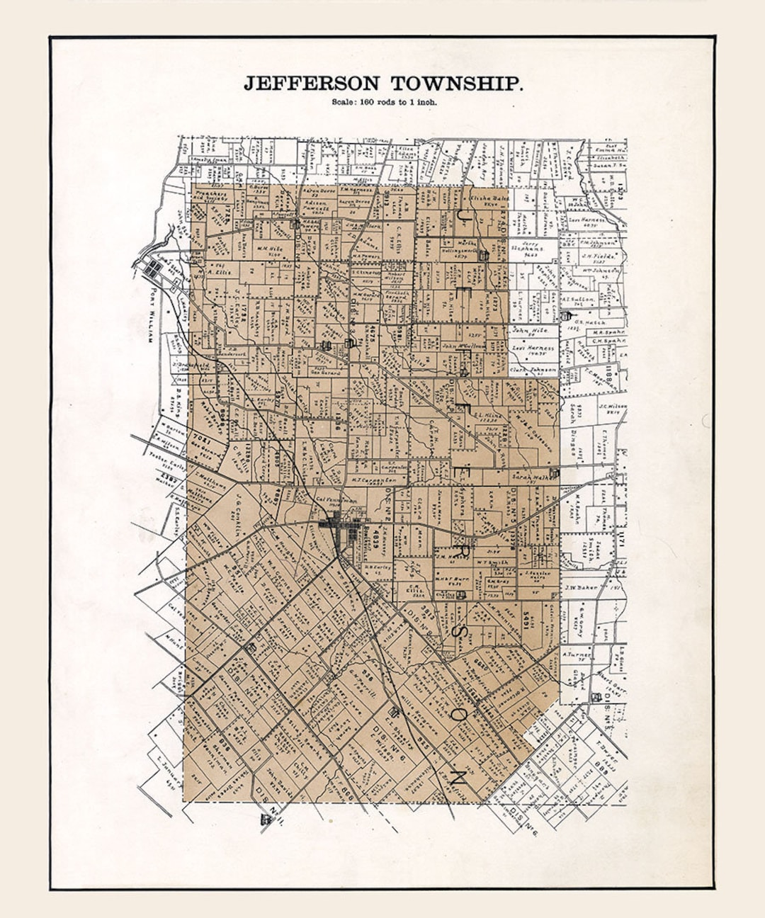 1896 Map of Jefferson Township Greene County Ohio - Etsy