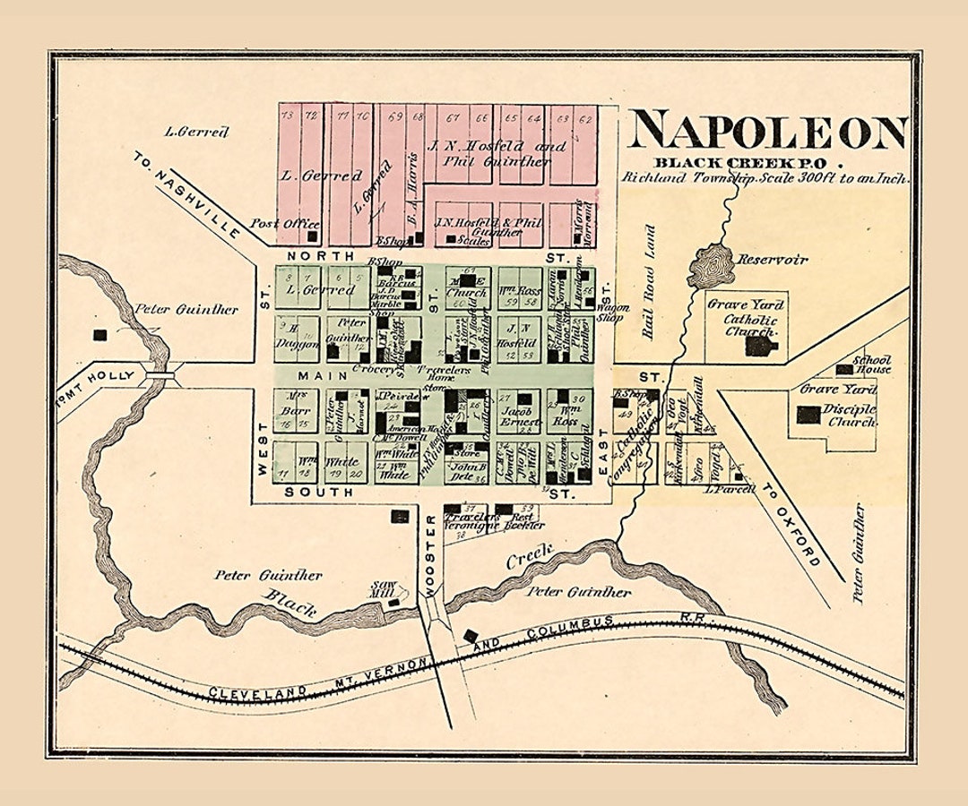 1875 Map of Napoleon Holmes County Ohio - Etsy