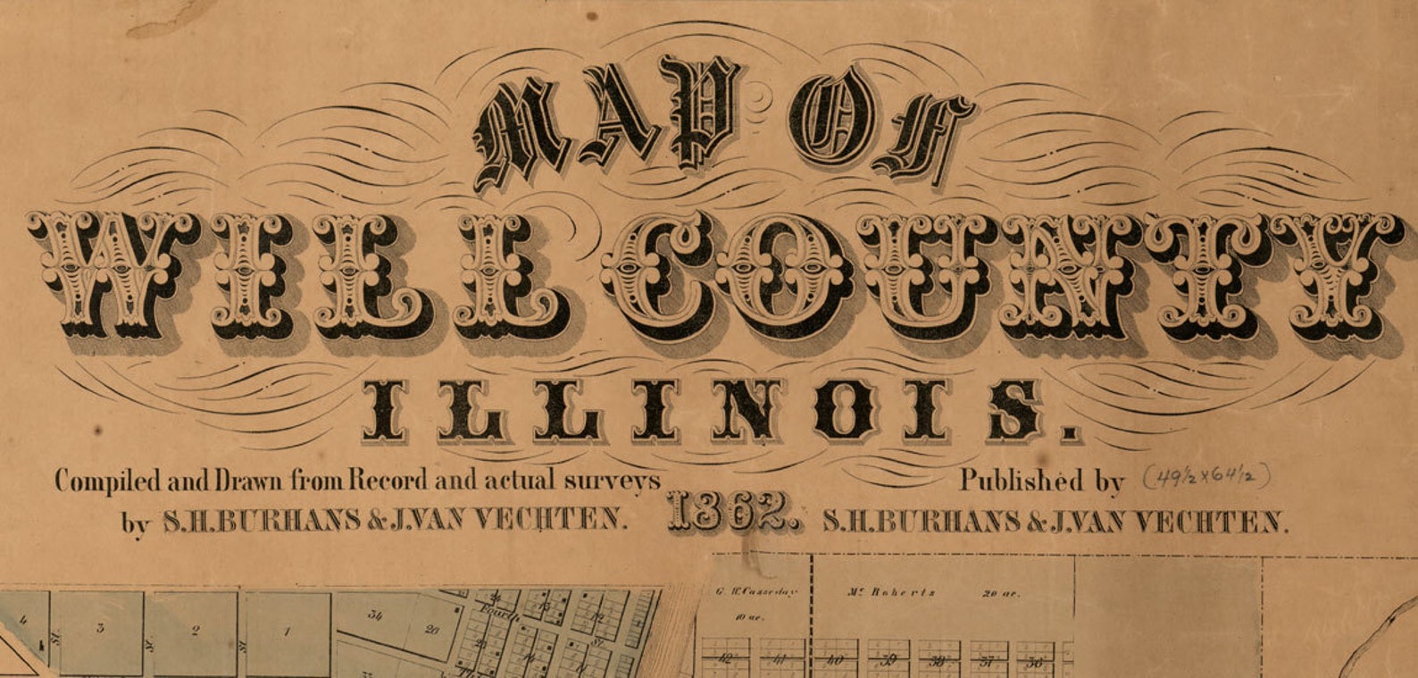 1864 Farm Line Map of Will County Illinois | Etsy