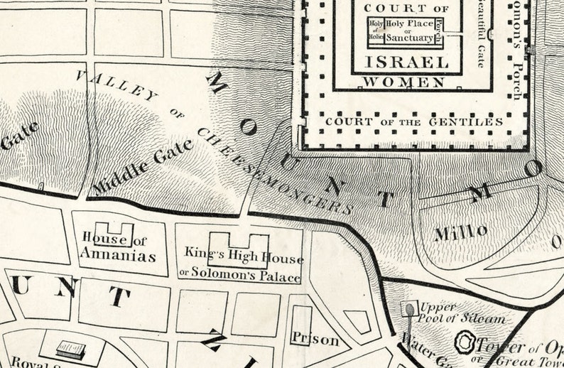 1800s Map of the City of Jerusalem Israel - Etsy