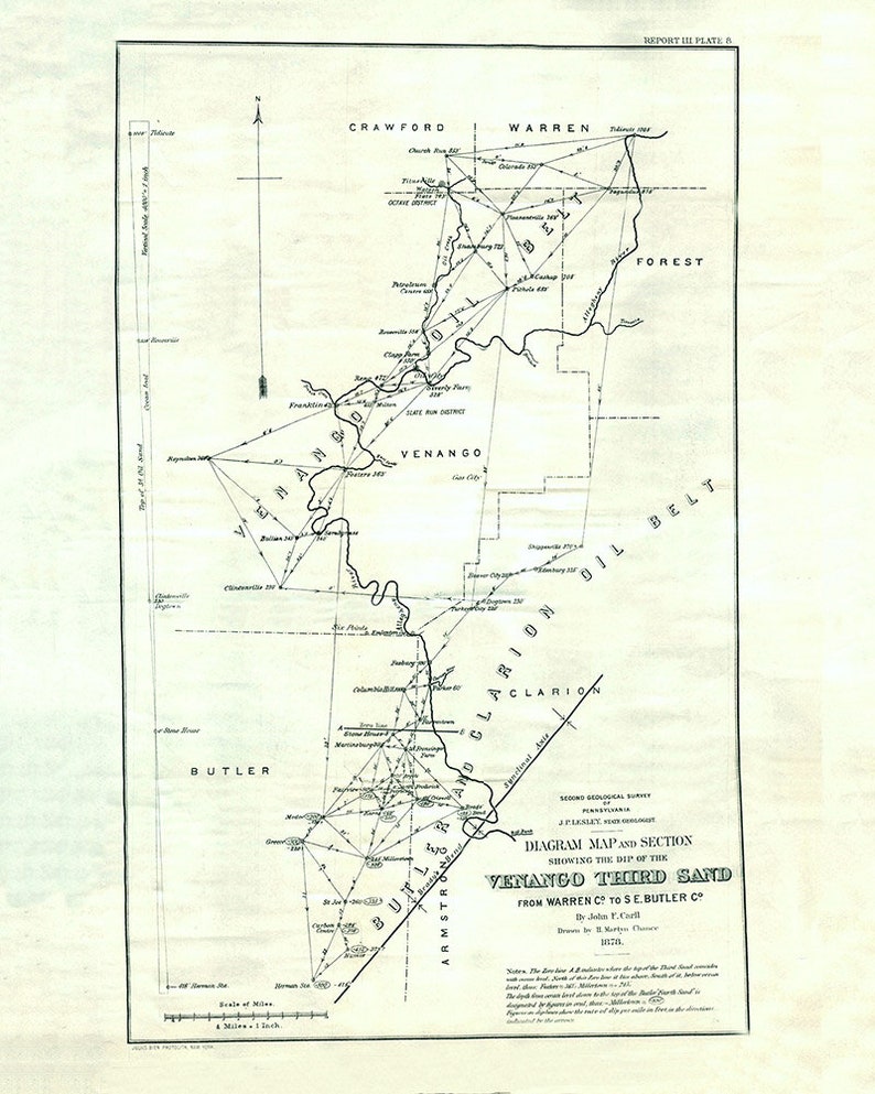 1878 Map of the Venango and Clarion Oil Belt Oil & Gas Fields - Etsy