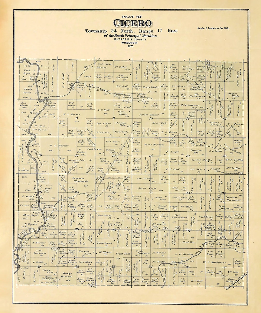 1889 Map of Cicero Township Outagamie County Wisconsin - Etsy