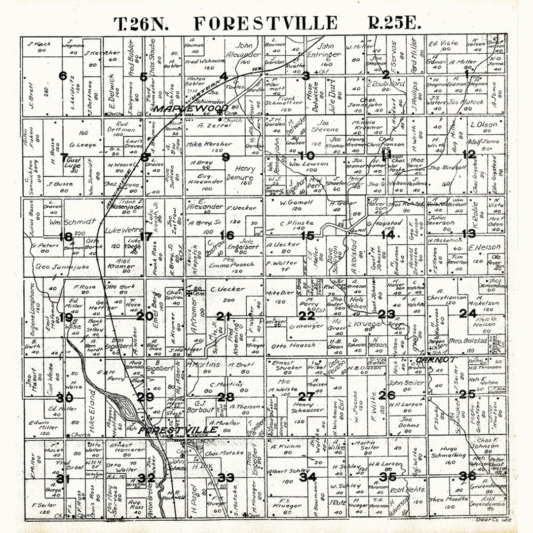 1917 Map of Forestville Township Door County Wisconsin - Etsy