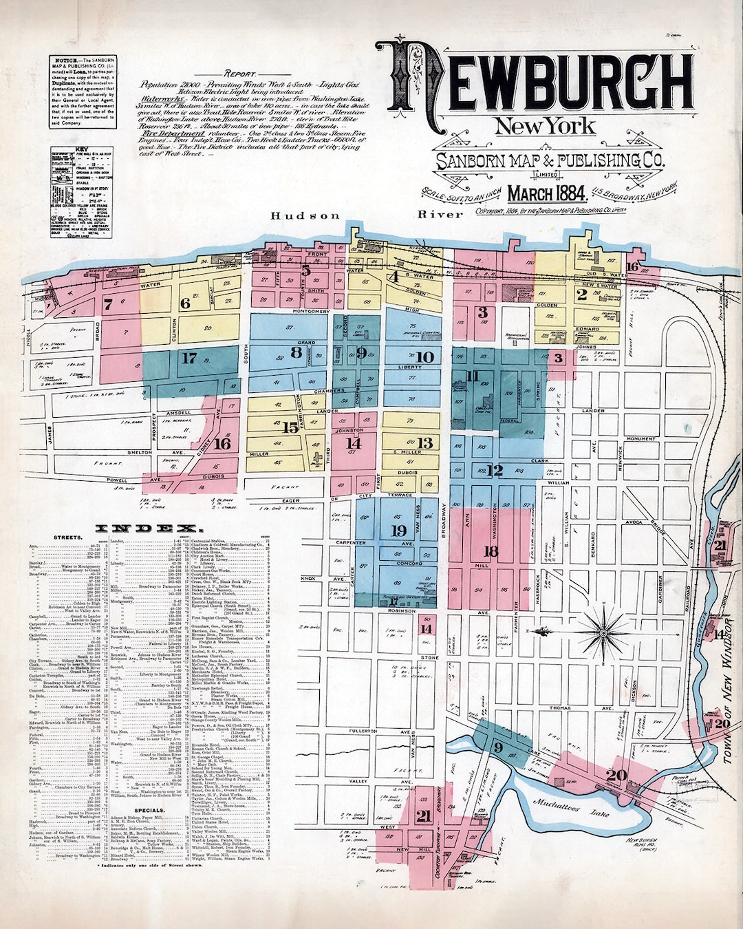 1884 Map of Newburgh Orange County New York - Etsy