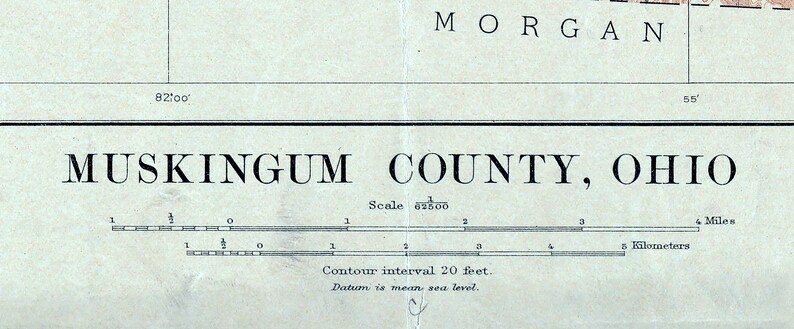 1912 Map of Muskingum County Ohio - Etsy