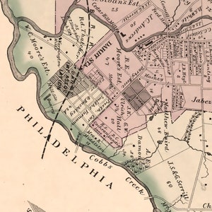 1875 Map of Darby Township Delaware County Pennsylvania - Etsy