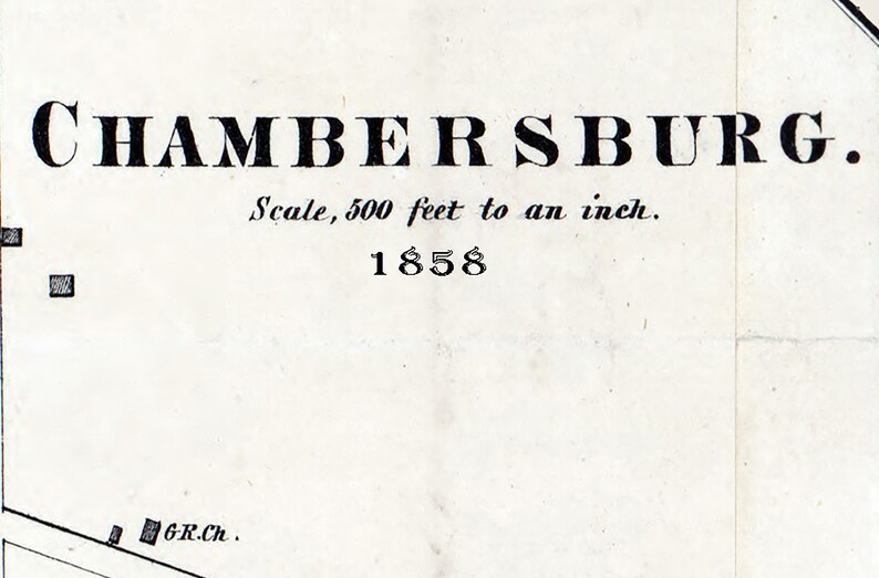 1858 Map of Chambersburg Franklin County Pennsylvania - Etsy