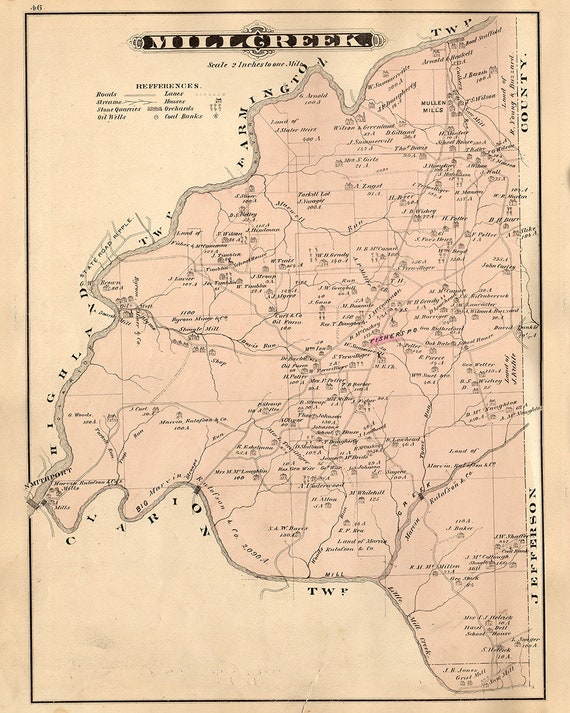 1877 Map of Mill Creek Township Clarion County Pennsylvania - Etsy