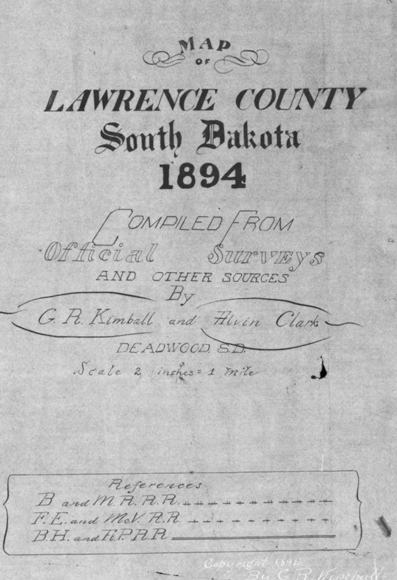 1894 Map of Lawrence County South Dakota - Etsy
