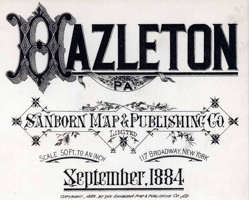 1884 Town Map of Hazleton Luzerne County Pennsylvania - Etsy