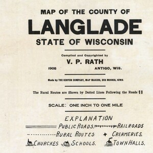 1908 Farm Line Map of Langlade County Wisconsin - Etsy