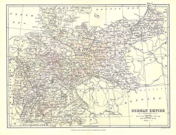 1885 Map of German Empire | Etsy