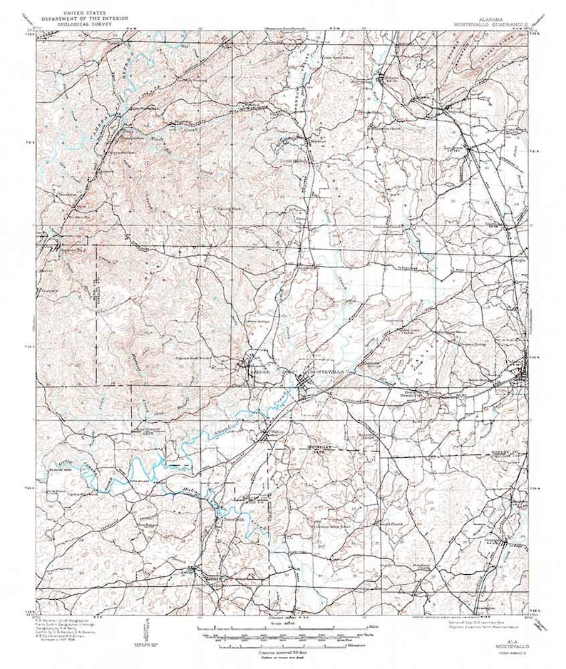 1910 Topo Map of Montevallo Alabama - Etsy