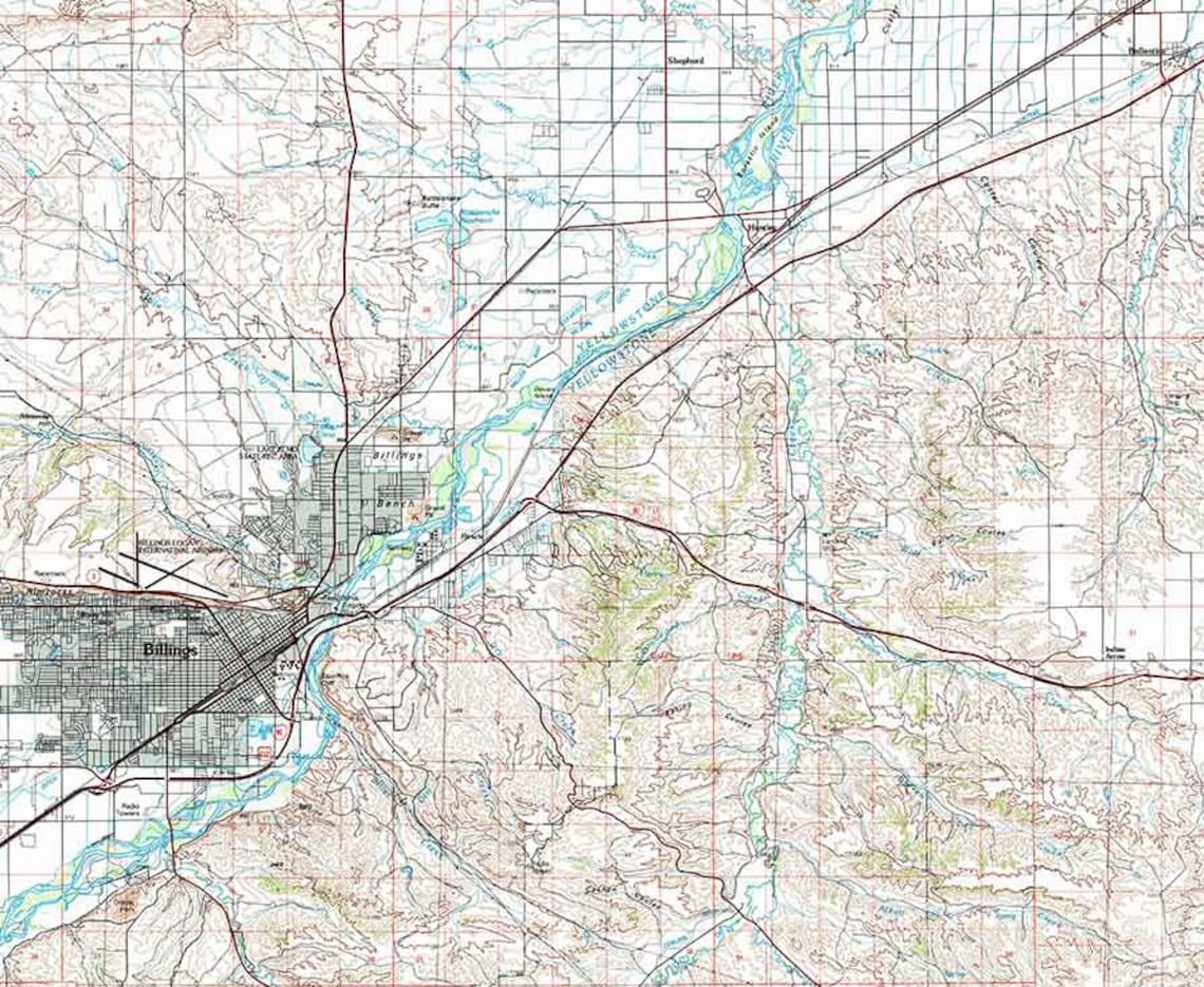 1989 Topo Map of Billings Montana Quadrangle | Etsy
