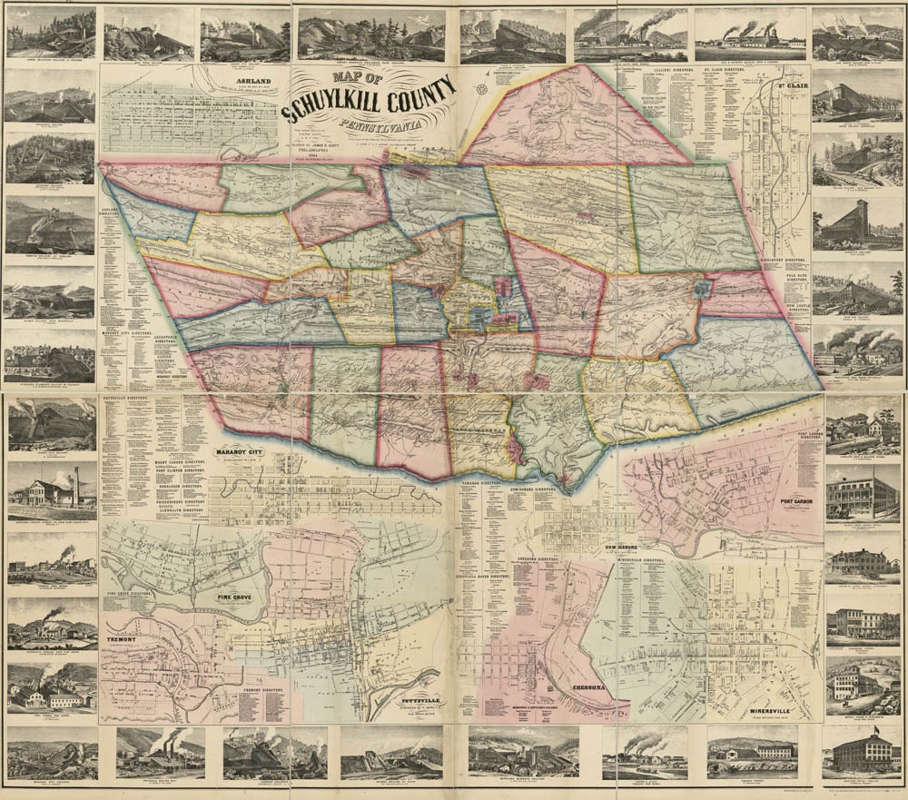 1864 Map of Schuylkill County PA From Actual Surveys Pottsville ...