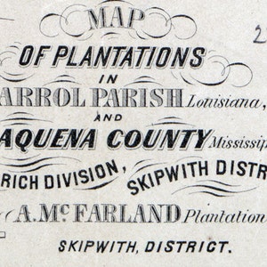 1860 Map of Plantations in Carrol Parish Louisiana and Issaquena County ...