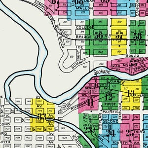 1902 Town Map of Spokane Washington - Etsy