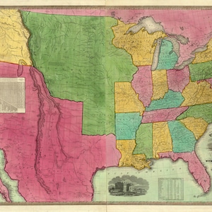1835 Map of the United States America - Etsy