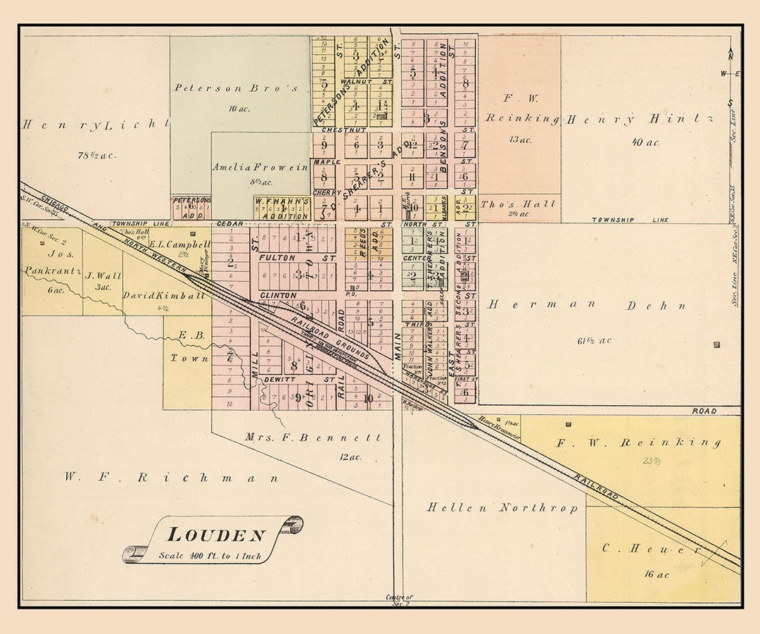 1885 Map of Louden Cedar County Iowa - Etsy