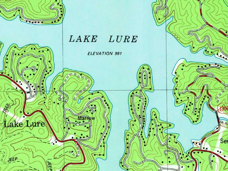 1982 Map of Lake Lure North Carolina Chimney Rock - Etsy