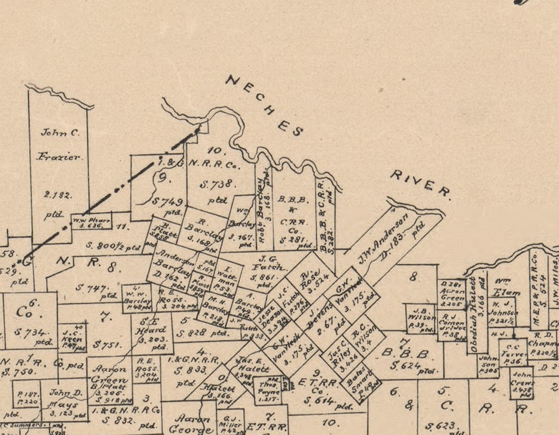 1879 Farm Line Map of Tyler County Texas - Etsy