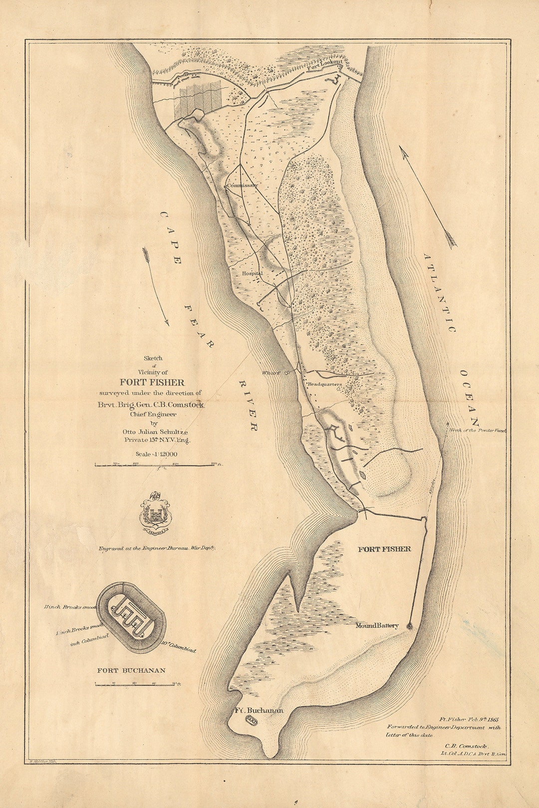 1865 Map of Fort Fisher North Carolina - Etsy