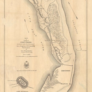 1865 Map of Fort Fisher North Carolina - Etsy