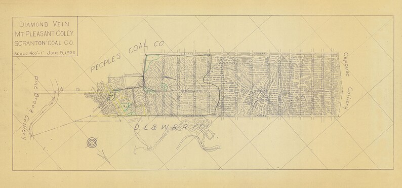 1922 Scranton Pa Diamond Vein Coal Mine Map - Etsy