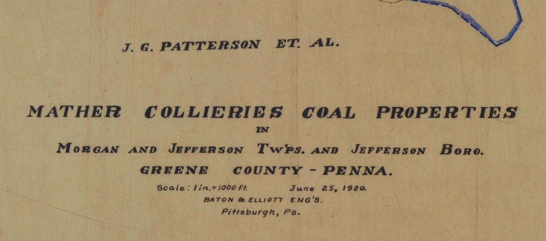 1920 Map of Mather Collieries Coal Properties Greene County - Etsy