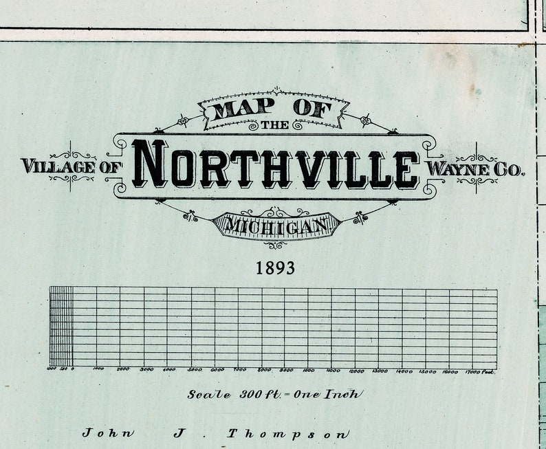 1893 Map of Northville Wayne County Michigan - Etsy