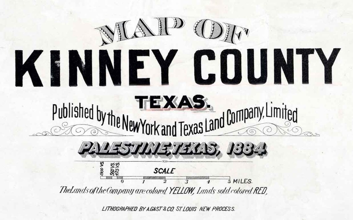 1884 Farm Line Map of Kinney County Texas - Etsy