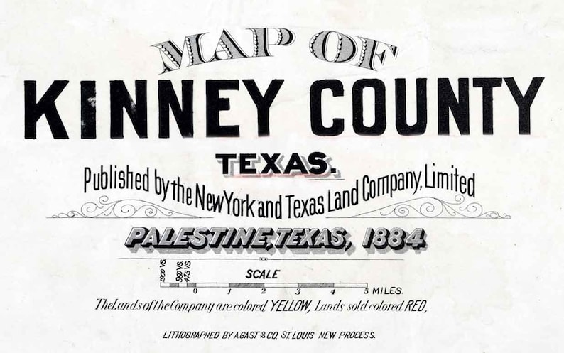 1884 Farm Line Map of Kinney County Texas - Etsy