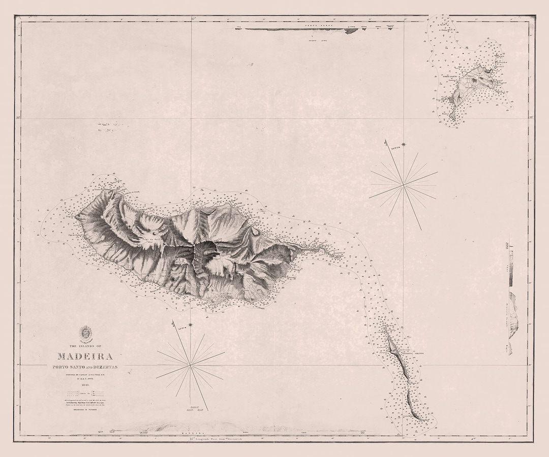 1843 Map of the Islands of Madeira Porto Santo and Dezertas - Etsy