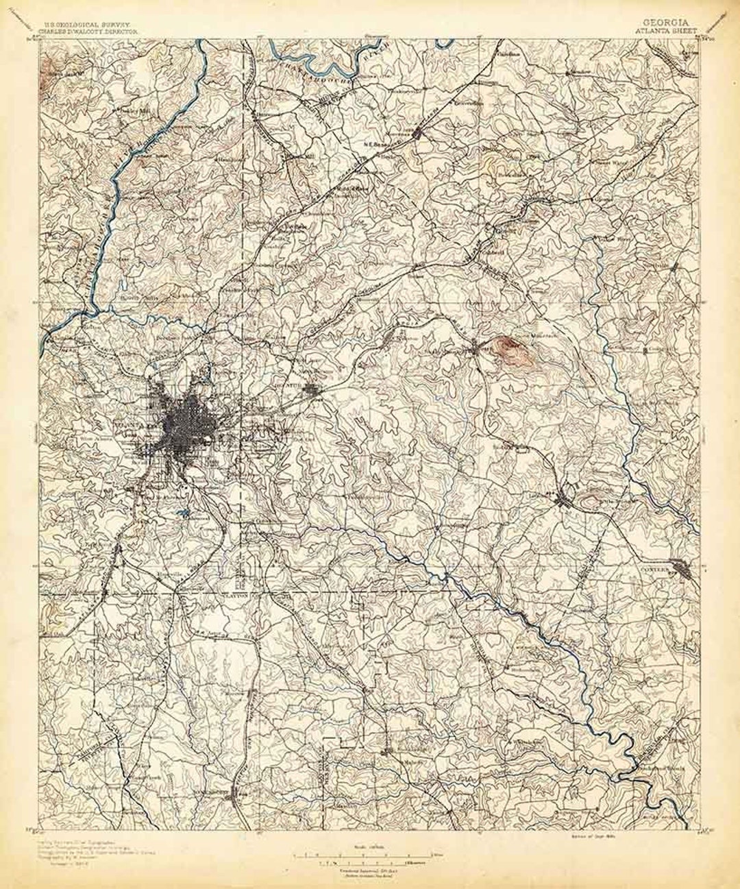 1895 Topo Map of Atlanta Georgia - Etsy UK