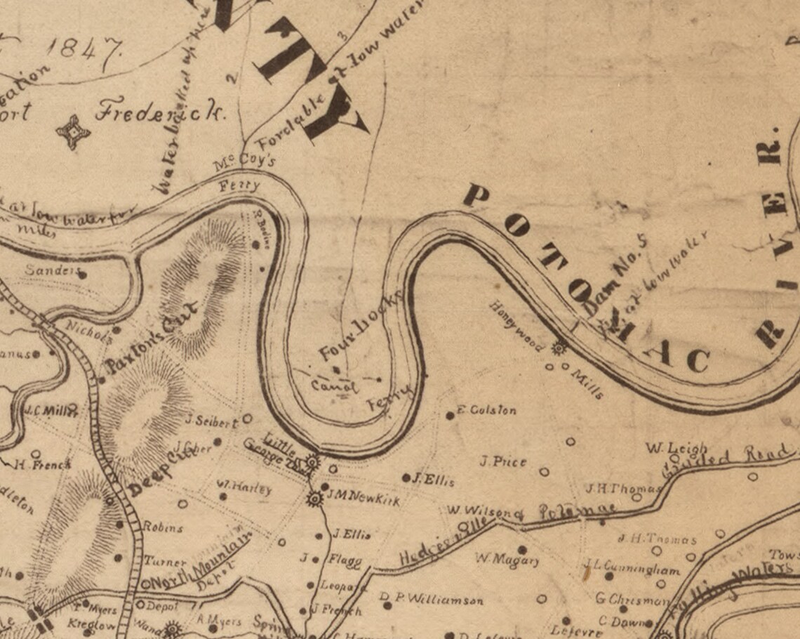 1847 Map of Berkeley County Virginia Fort Frederick Martinsburg ...