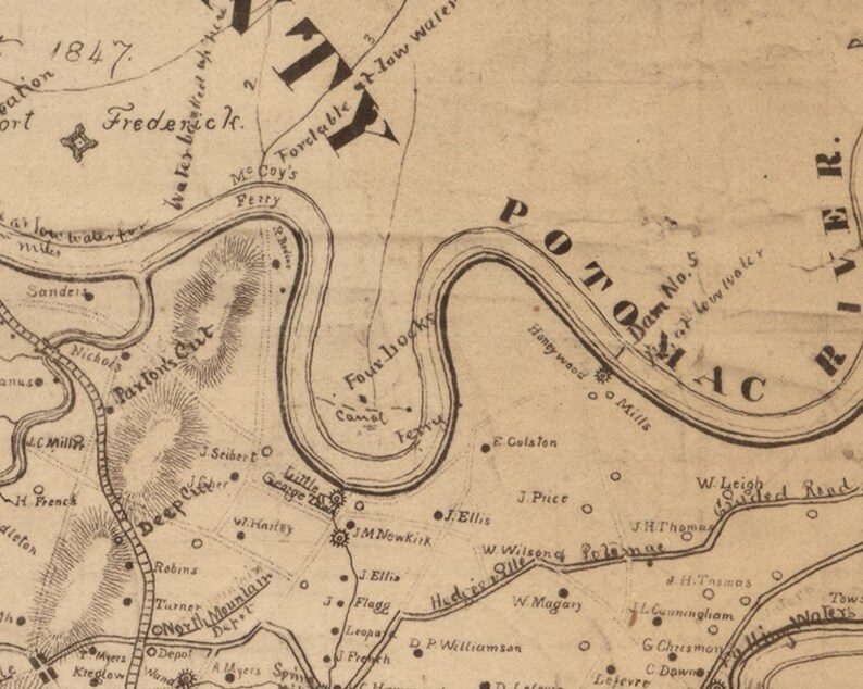 1847 Map of Berkeley County Virginia Fort Frederick Martinsburg ...