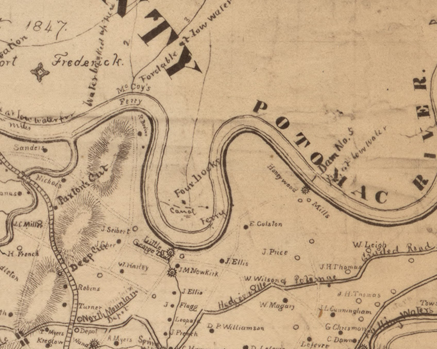1847 Map of Berkeley County Virginia Fort Frederick Martinsburg ...