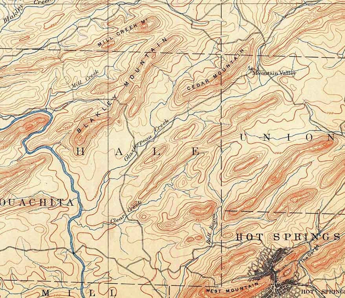 1890 Topo Map of Hot Springs Arkansas | Etsy