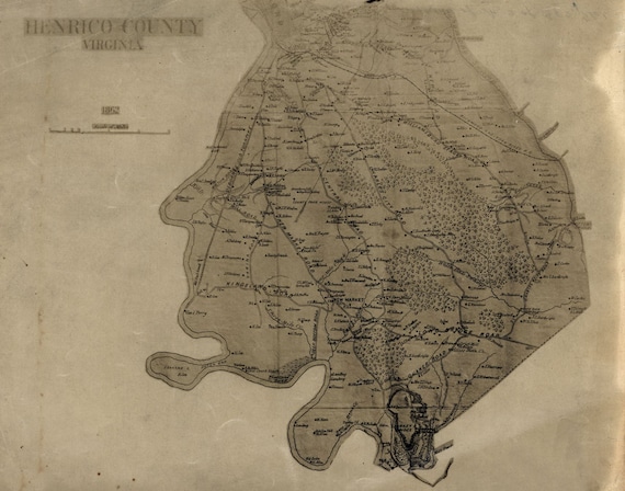 1862 Map of Henrico County Virginia Family Names Genealogy - Etsy