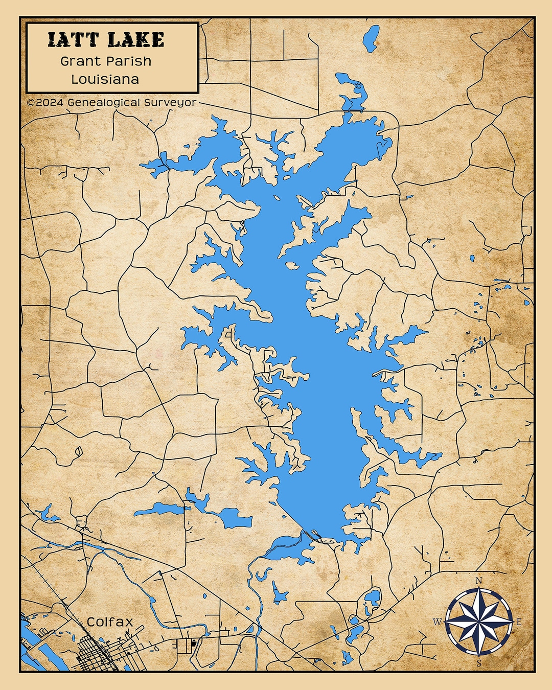 Mapa de 2024 de la parroquia de Iatt Lake Grant, Luisiana - Etsy España