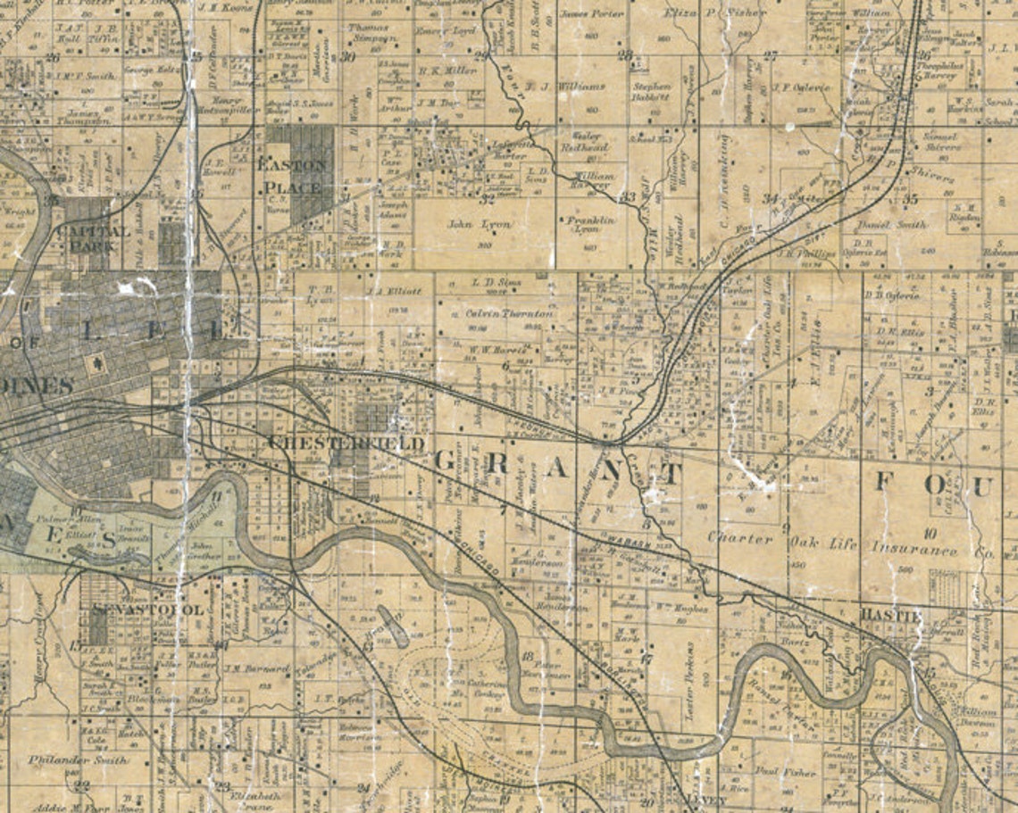 1885 Map of Polk County Iowa Des Moines - Etsy