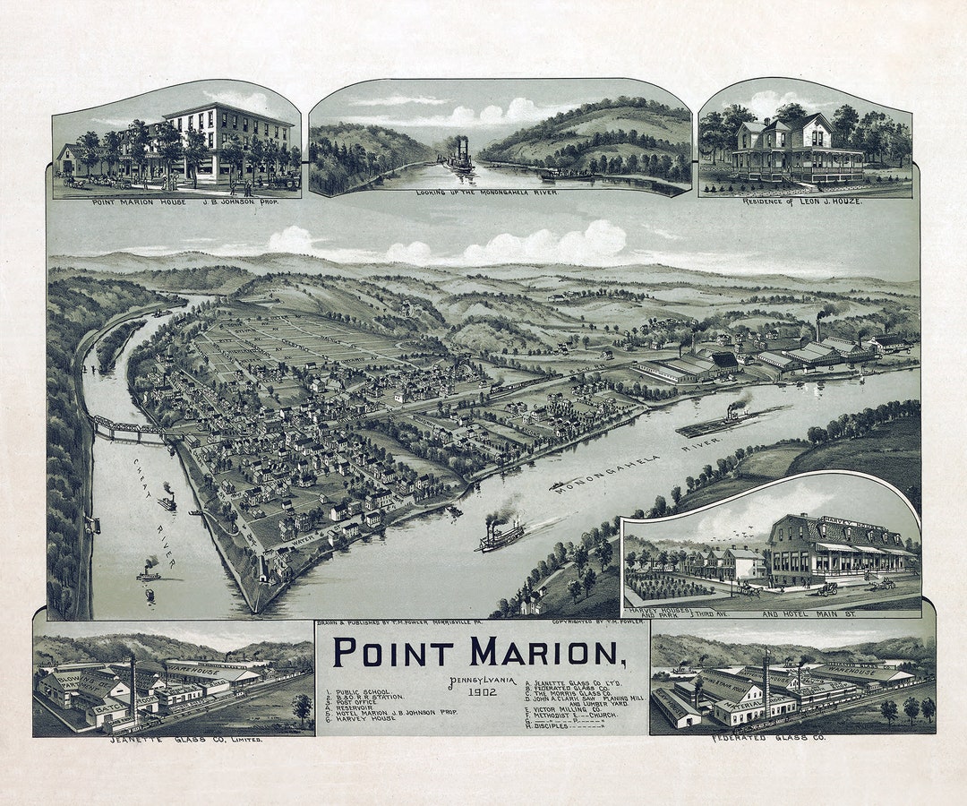 1902 Panoramic Map of Point Marion Pennsylvania Fayette County - Etsy