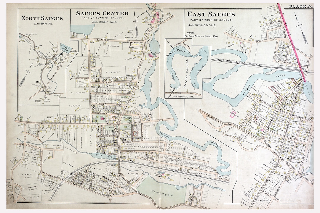 1897 Map of Saugus Massachusetts - Etsy