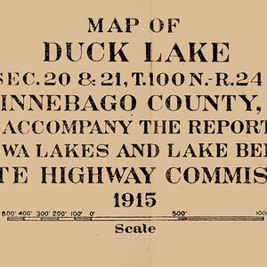 1915 Map of Duck Lake Winnebago County Iowa - Etsy