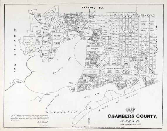 1879 Farm Line Map of Chambers County Texas | Etsy